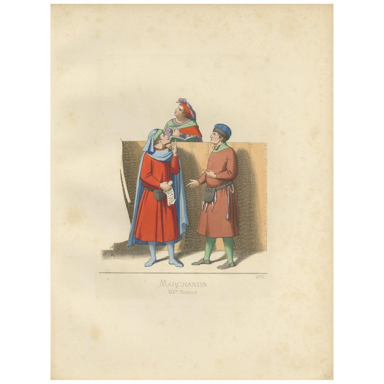 Antique Print of Italian Merchants by Bonnard, 1860 For Sale at 1stDibs
