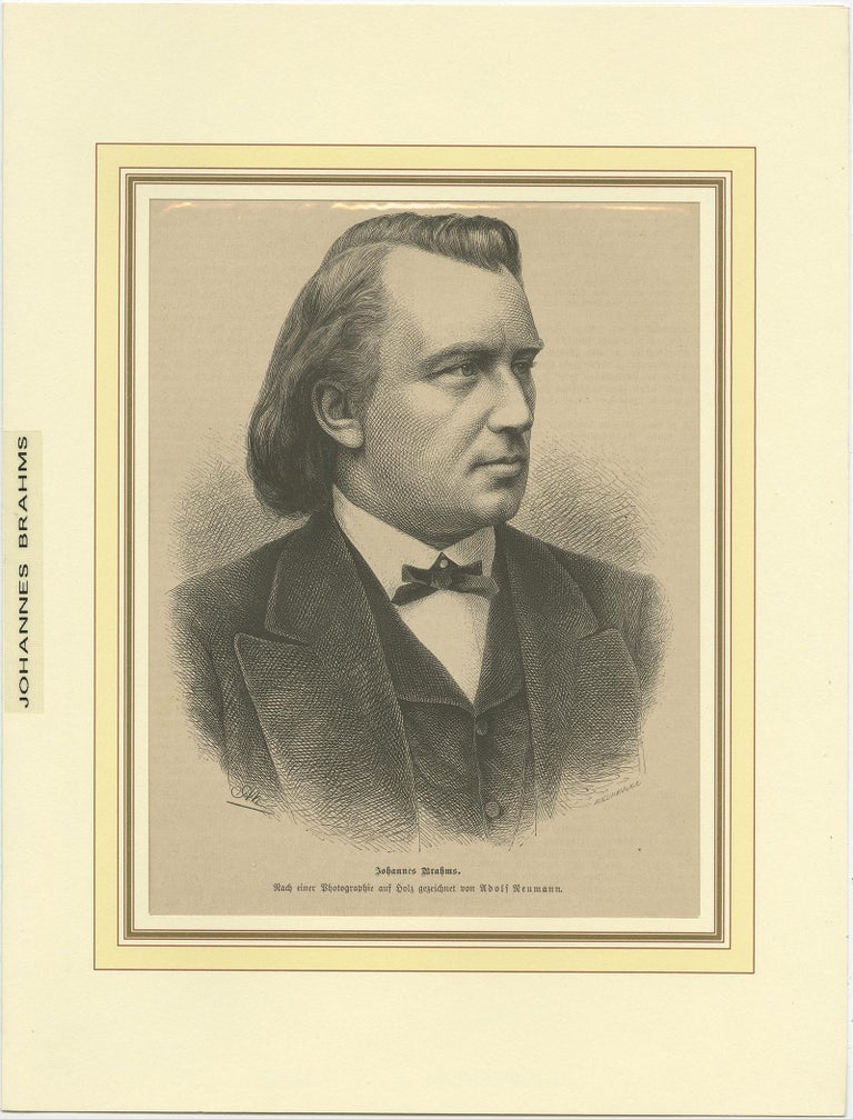 Antique Print of Johannes Brahms, a German Composer, Pianist and ...