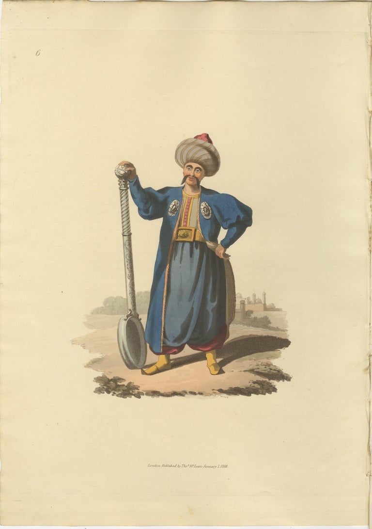 Antique Print of Ladle Bearer, The Military Costume of Turkey, 1818 For ...