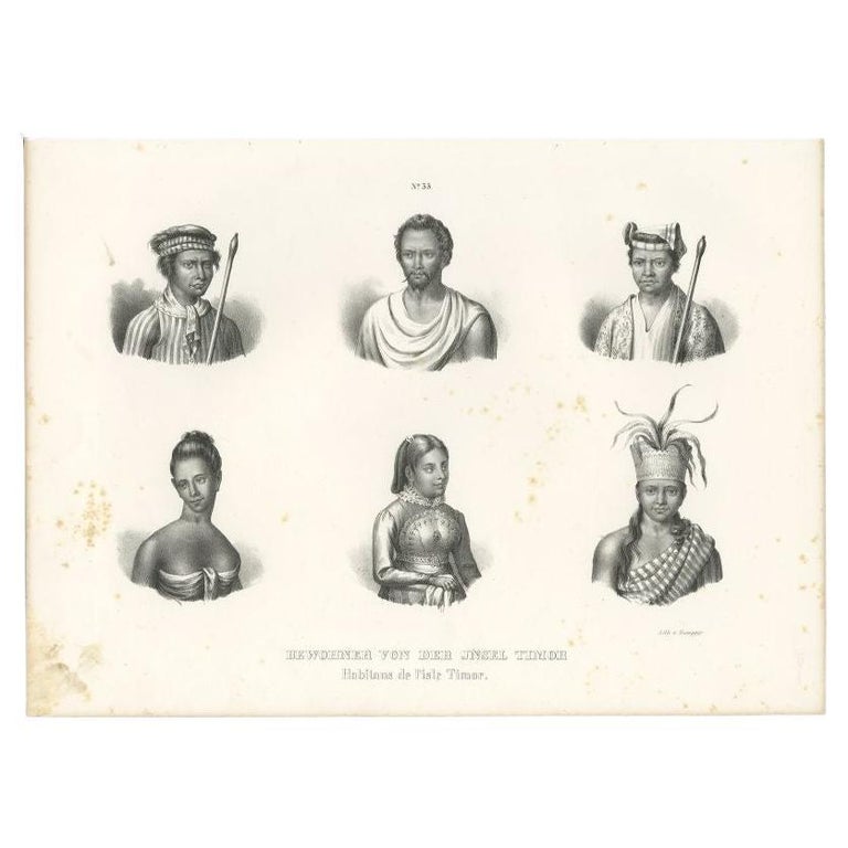 Antique Print of Natives from Timor, c.1845 For Sale at 1stDibs
