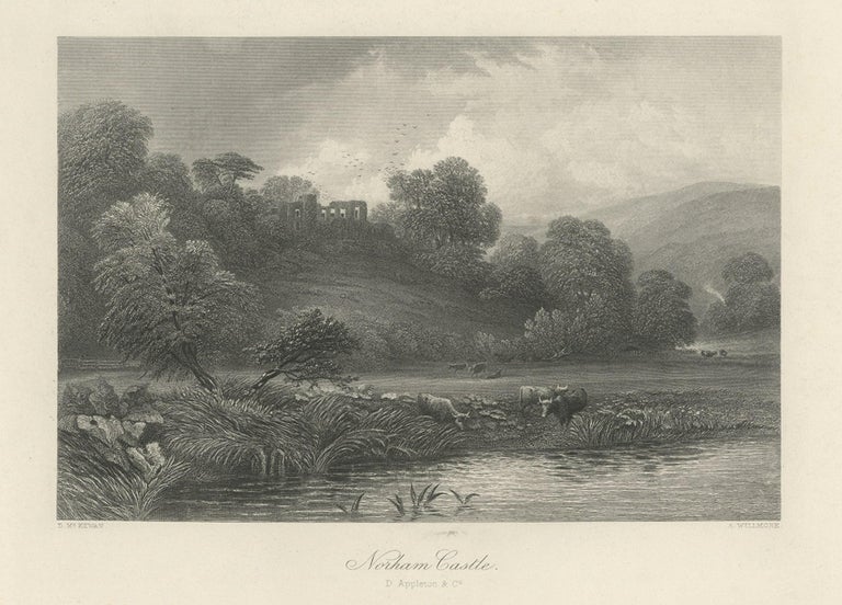 Antique Print of Norham Castle in Northumberland, England, near the ...