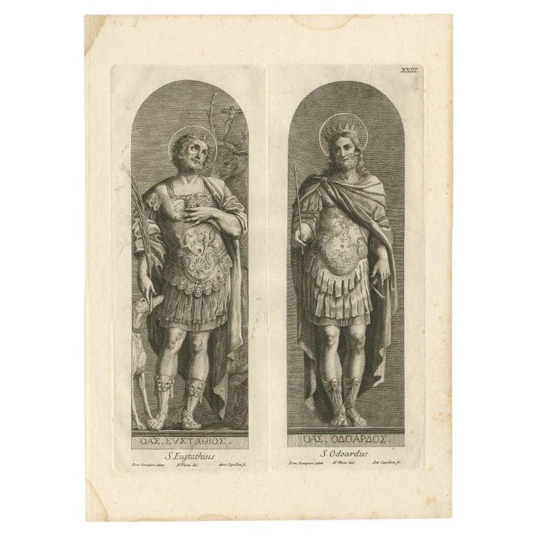 Antique Print of Saint Eustachius and Saint Odoardus, 1762 For Sale at ...