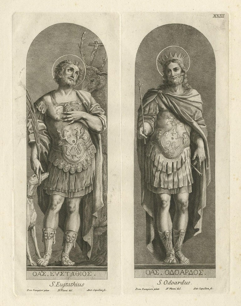Antique Print of Saint Eustachius and Saint Odoardus, 1762 For Sale at 1stDibs