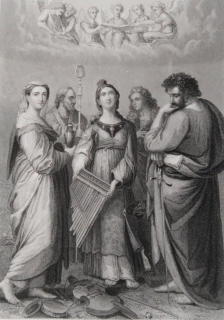 Antique Print of St. Cecilia, After Raphael, C.1850 For Sale at 1stDibs