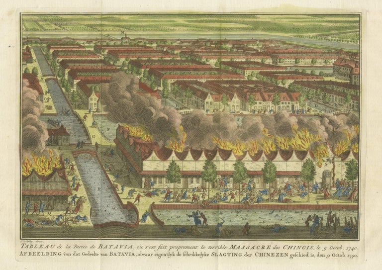 Antique Print of the Batavia Massacre 'Present-Day Jakarta', Indonesia ...