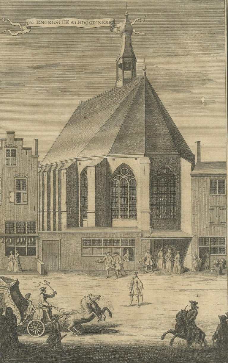 Antique Print of the English and German Church, the Hague For Sale at ...