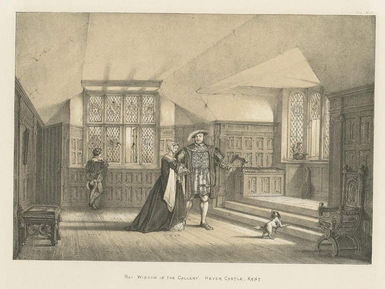 Antique Print of the Gallery of Hever Castle by Nash, circa 1870 at 1stDibs