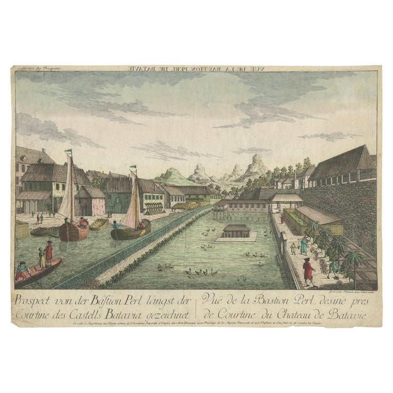Antique Print of the Pearl Bastion of Castle Batavia by Habermann 'c ...