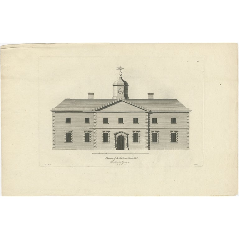 Antique Print of the Stables of Lathom House in Lancashire, England, c ...