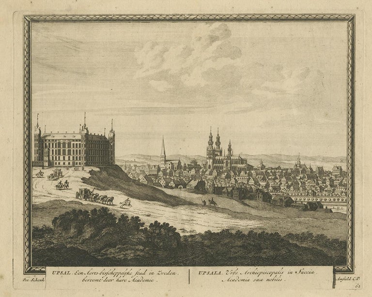 Antique Print of Uppsala by Schenk, circa 1700 For Sale at 1stDibs