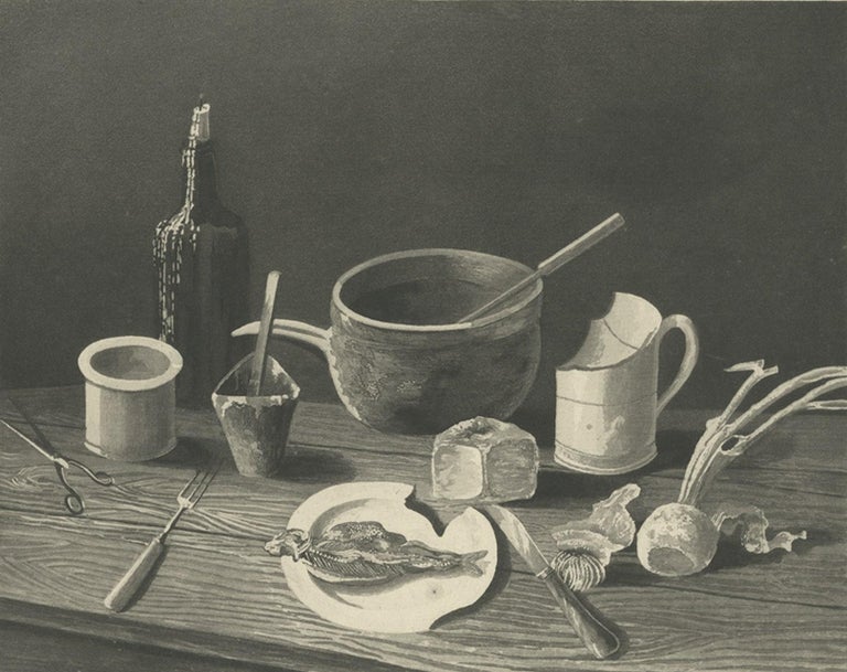 Antique Print Titled 'Penury', Depicting a Poor People's Eating Table ...