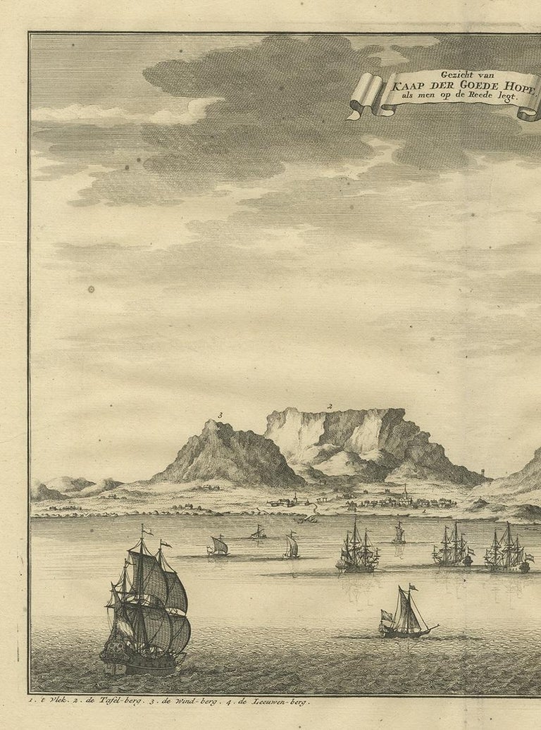 Antique Print with a View of the Cape of Good Hope by Valentijn '1726 ...