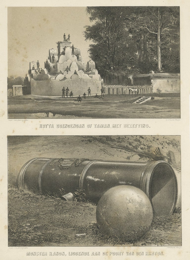 Antique Print with Huge Kanon and Occupation of Kraton in Aceh ...