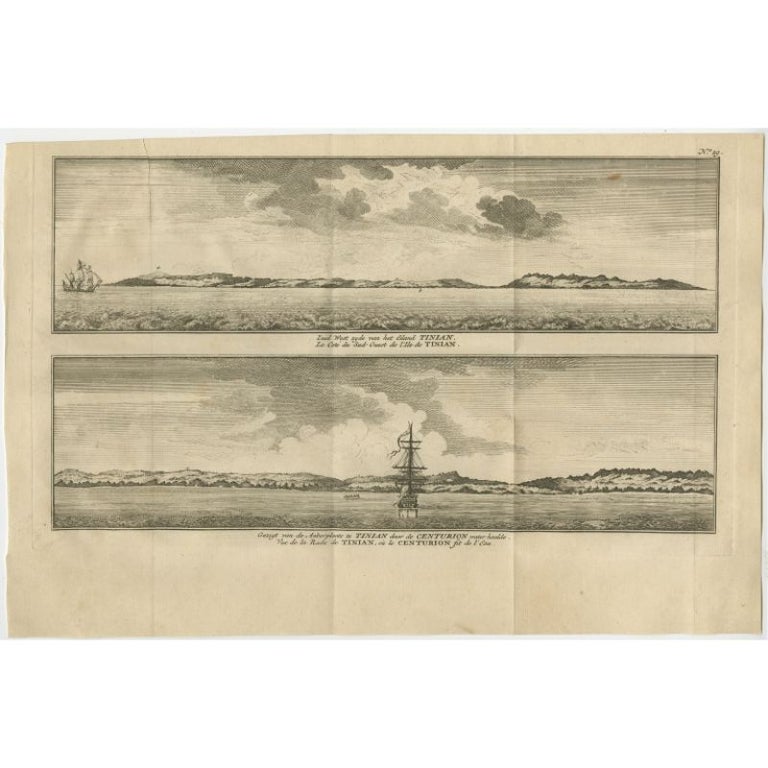 Antique Print with Views of Tinian Island, the Northern Mariana Islands ...