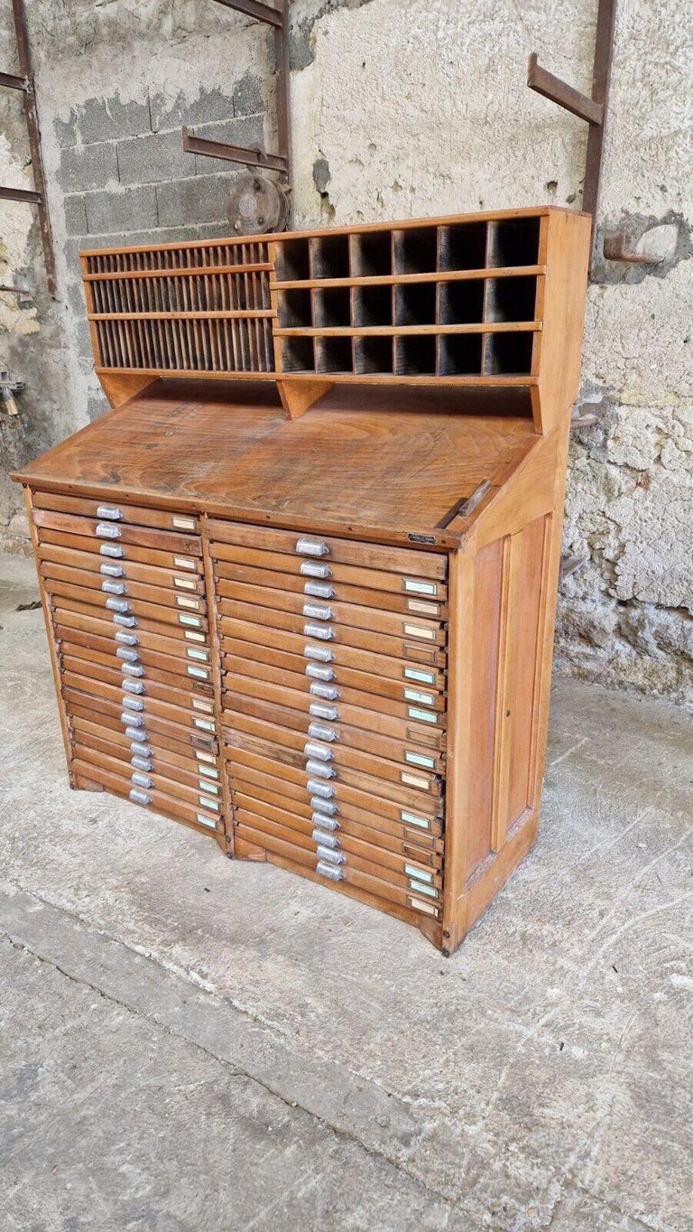 Antique Printers Cabinet Letterpress Drawers Pigeon Holes Maker Stamp ...
