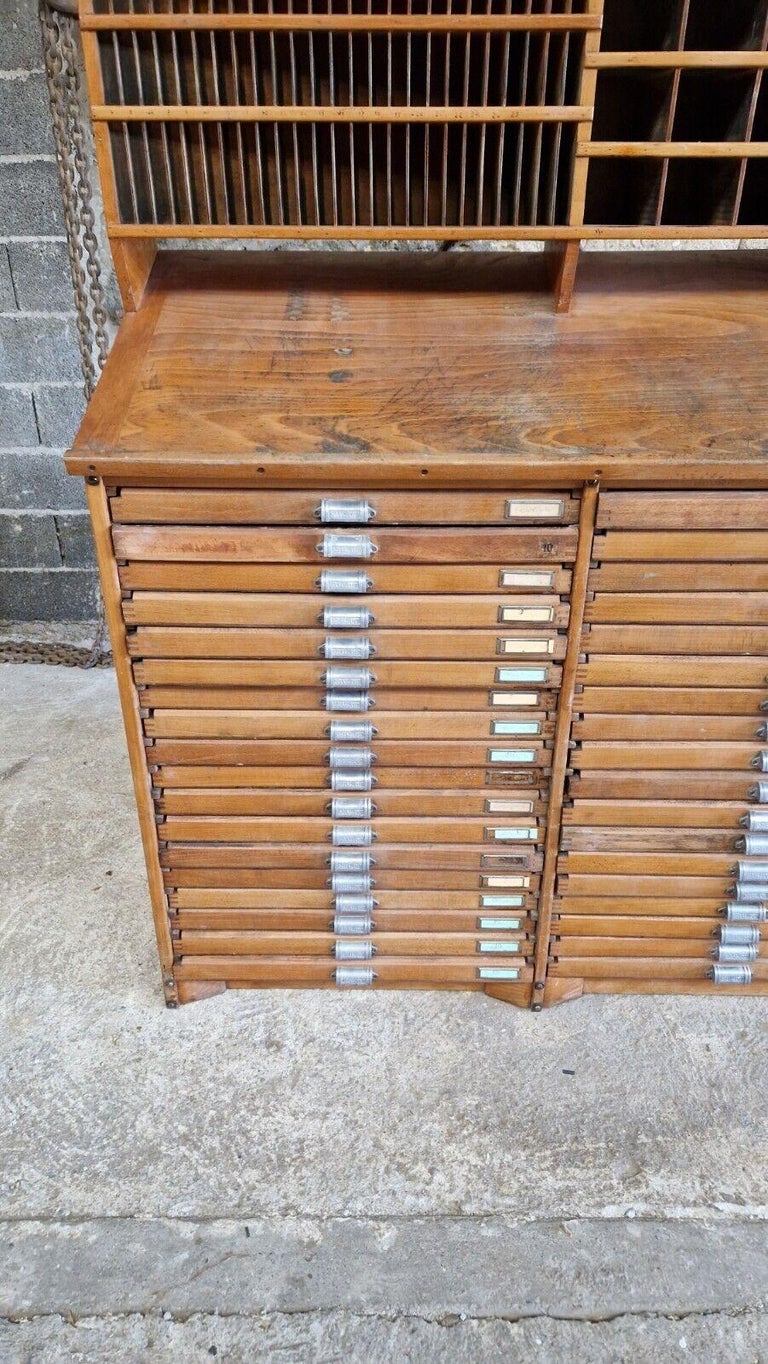 Antique Printers Cabinet Letterpress Drawers Pigeon Holes Maker Stamp ...