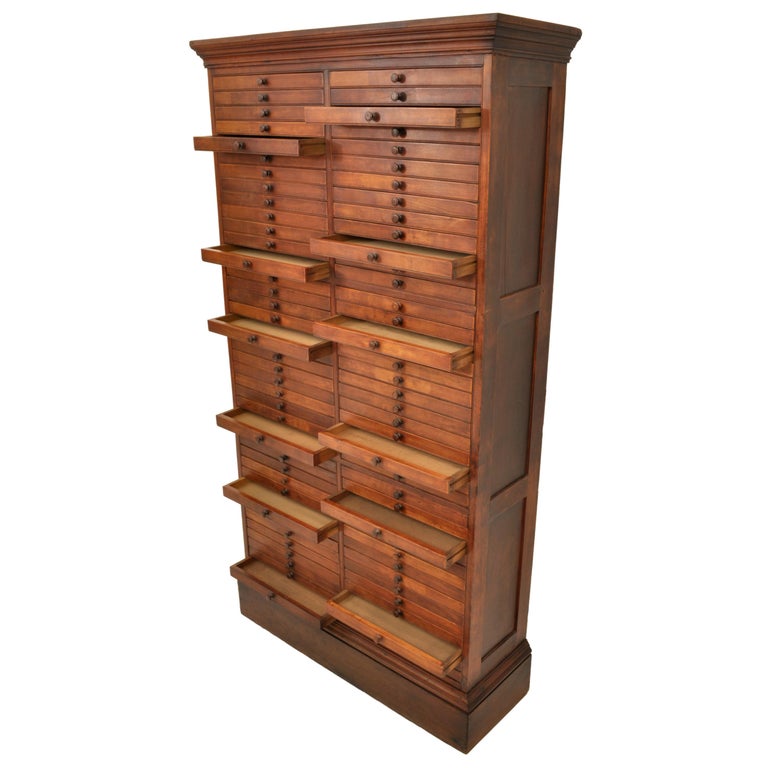 Antique Printer's Letterpress Flatfile 80 Drawer Walnut Collector's ...