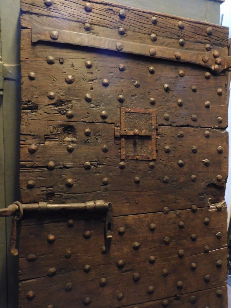 Antique Prison Door Studdet, Original Irons, Brown Wood, 19th Century ...