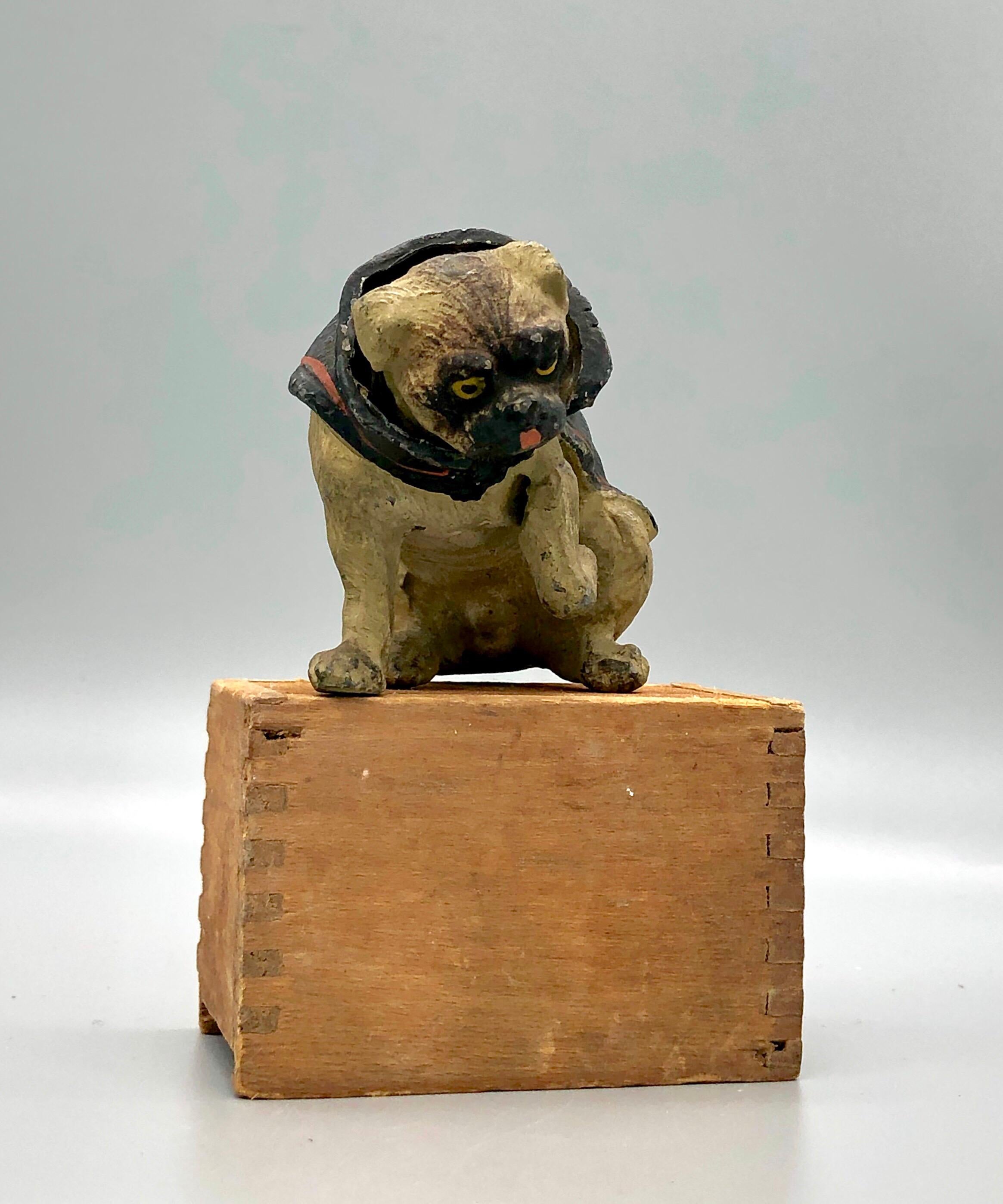 Antique Pug Dog Bobblehead Nodder, Cold Painted Cast Metal, Late 1800s ...