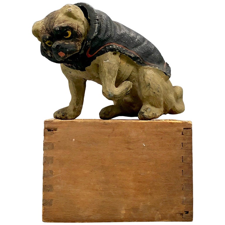 Antique Pug Dog Bobblehead Nodder, Cold Painted Cast Metal, Late 1800s ...