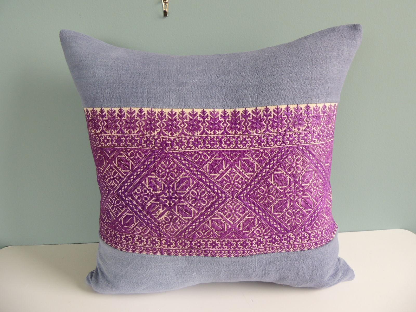 Antique Red Embroidered FEZ Textile Square Decorative Pillow For Sale ...