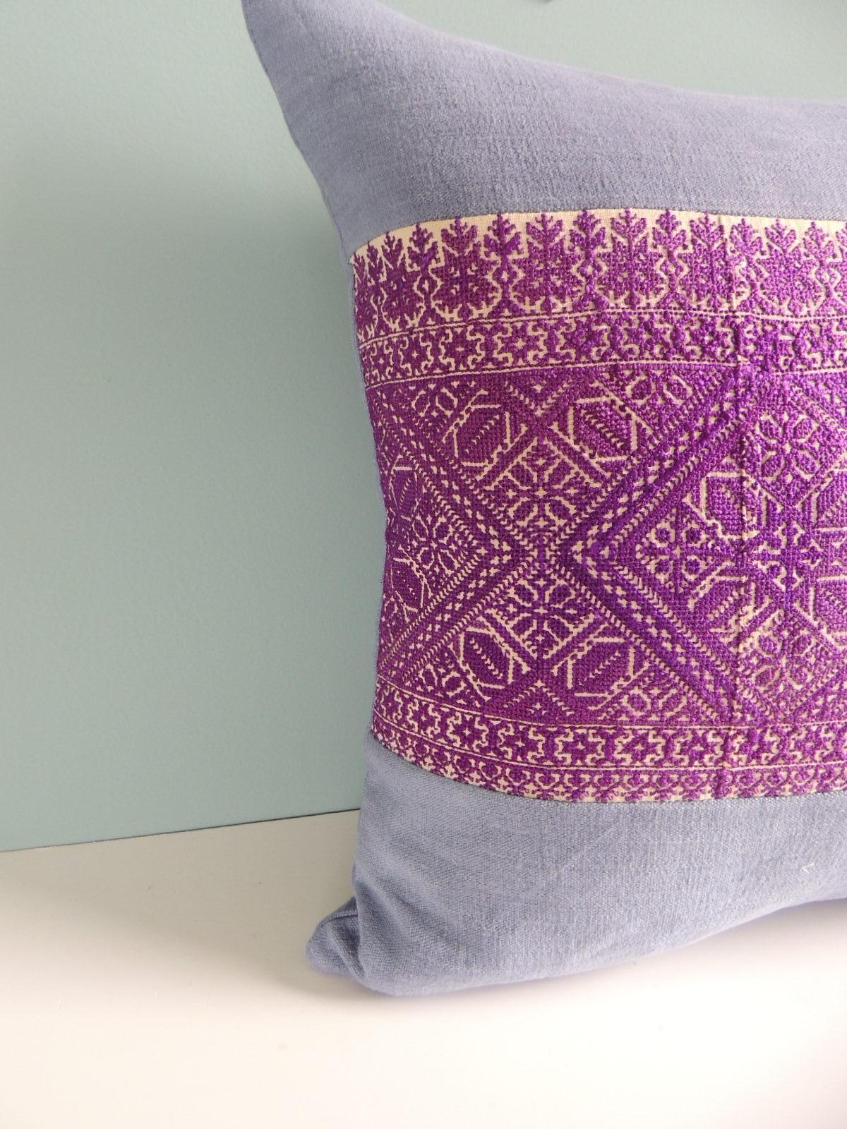 Antique Red Embroidered FEZ Textile Square Decorative Pillow For Sale ...