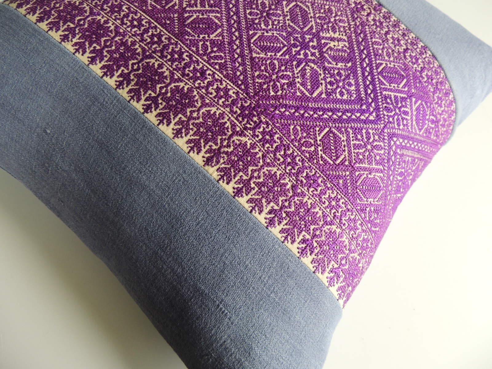 Antique Red Embroidered FEZ Textile Square Decorative Pillow For Sale ...