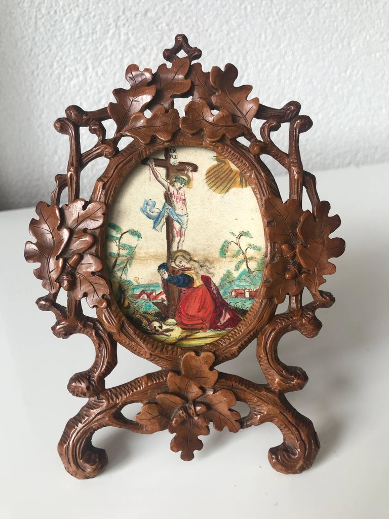 Antique Quality Carved Wooden Black Forest Miniature Table Picture ...