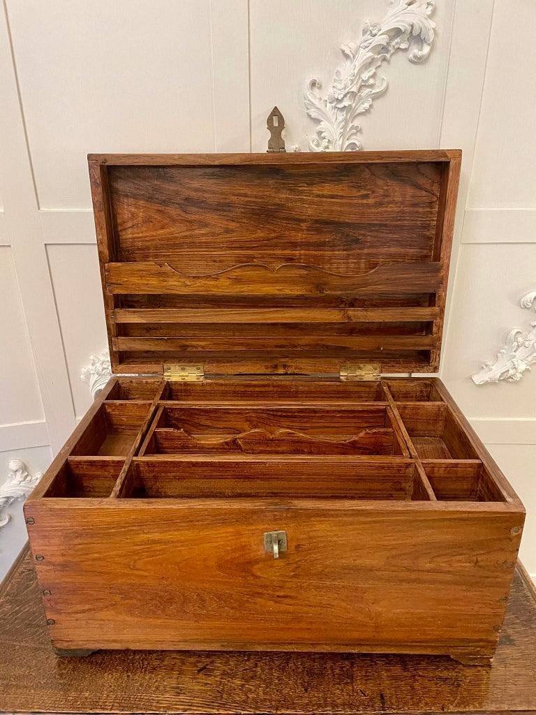 Antique Quality Hardwood Campaign Box at 1stDibs