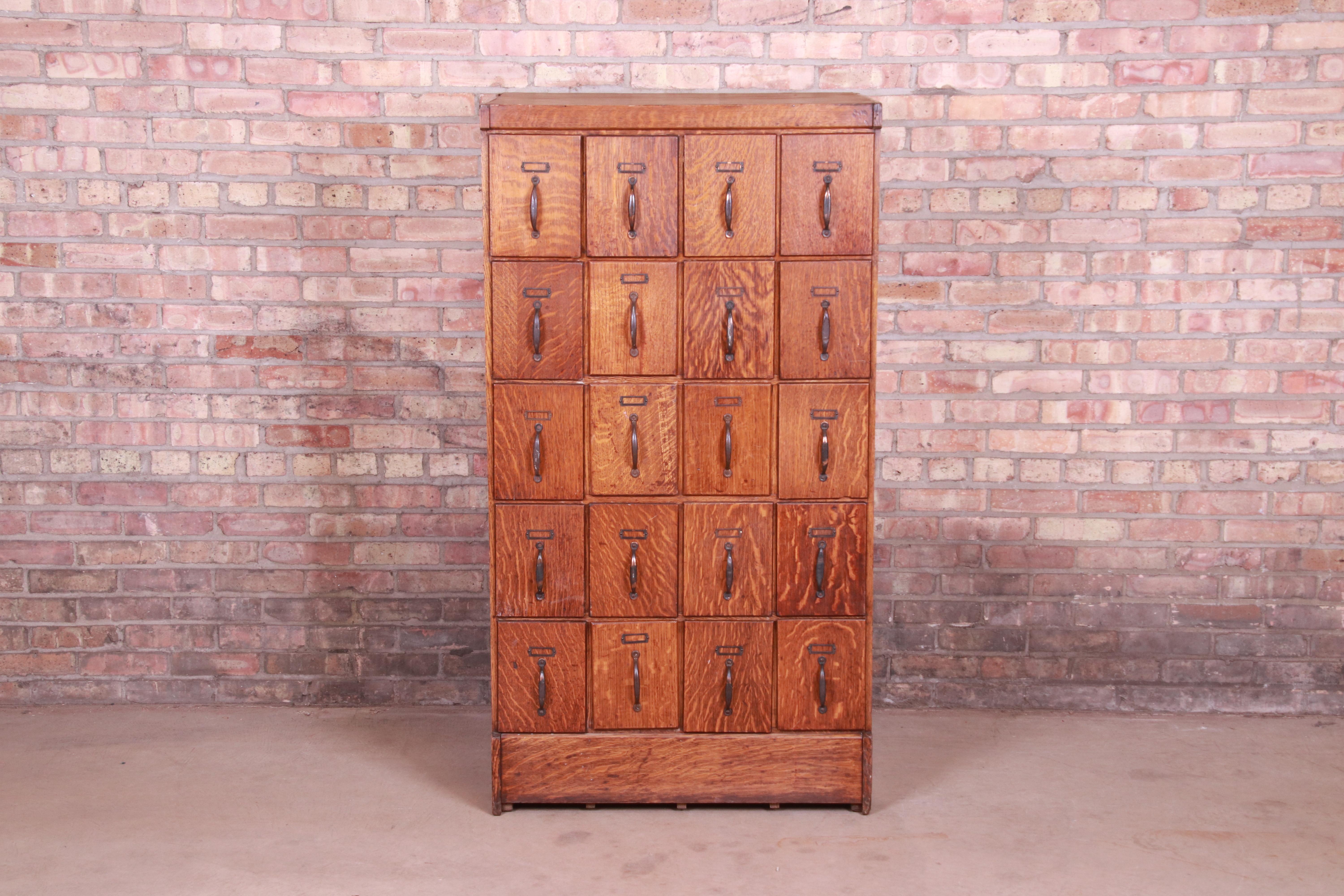 Antique Quarter Sawn Oak 20-Drawer Deed Filing Cabinet, circa 1890 at ...