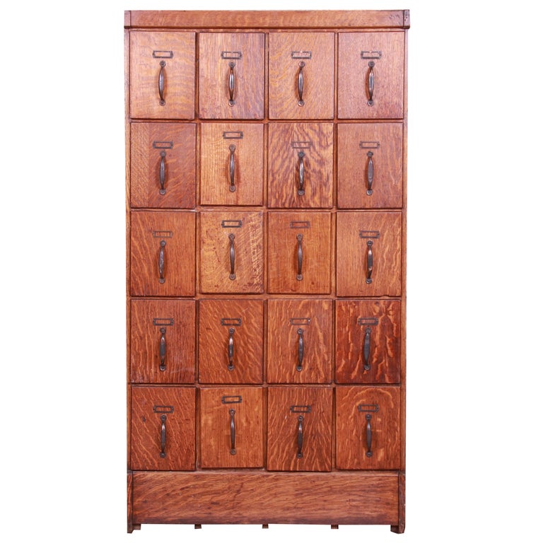 Antique Quarter Sawn Oak 20-Drawer Deed Filing Cabinet, circa 1890 at ...