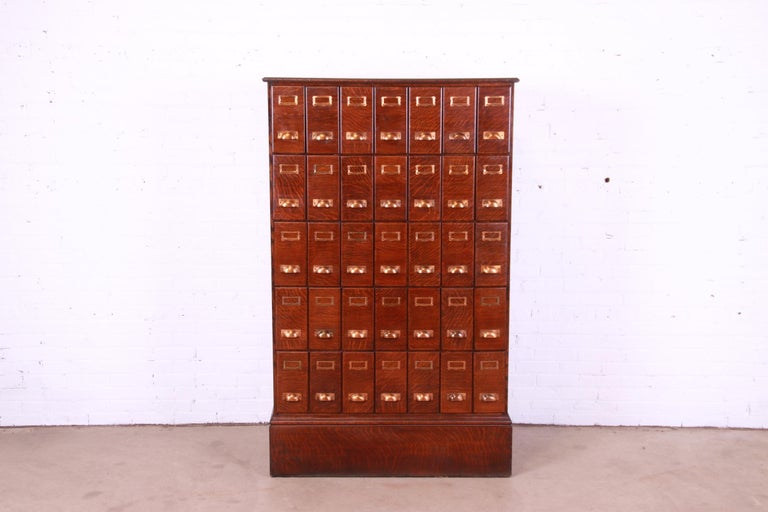 Antique Quarter Sawn Oak 35-Drawer Deed Filing Cabinet, Circa 1890 For ...