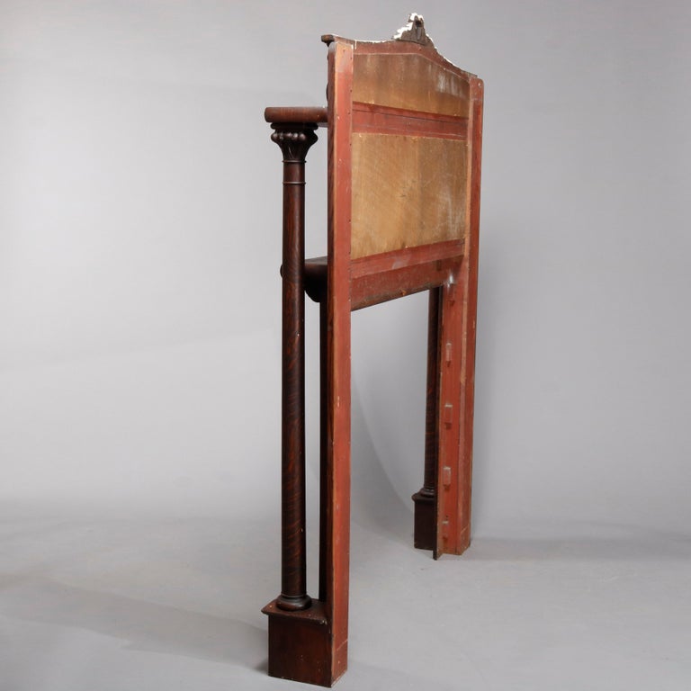Antique Quarter Sawn Oak Classical Column Fireplace Mirrored Mantle ...