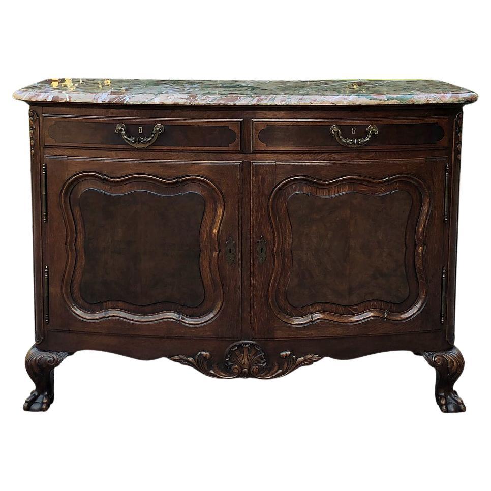 Pair of Art Deco Curved Burl Wood and Marble Buffets, circa 1925 at 1stDibs