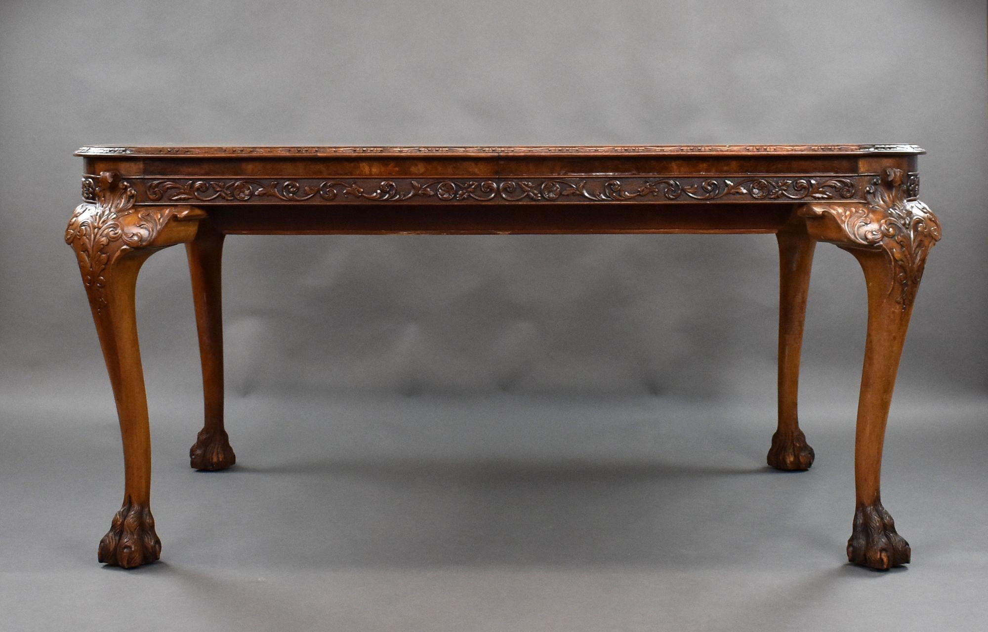 Antique Queen Anne Style Burr Walnut Extending Dining Table For Sale at ...