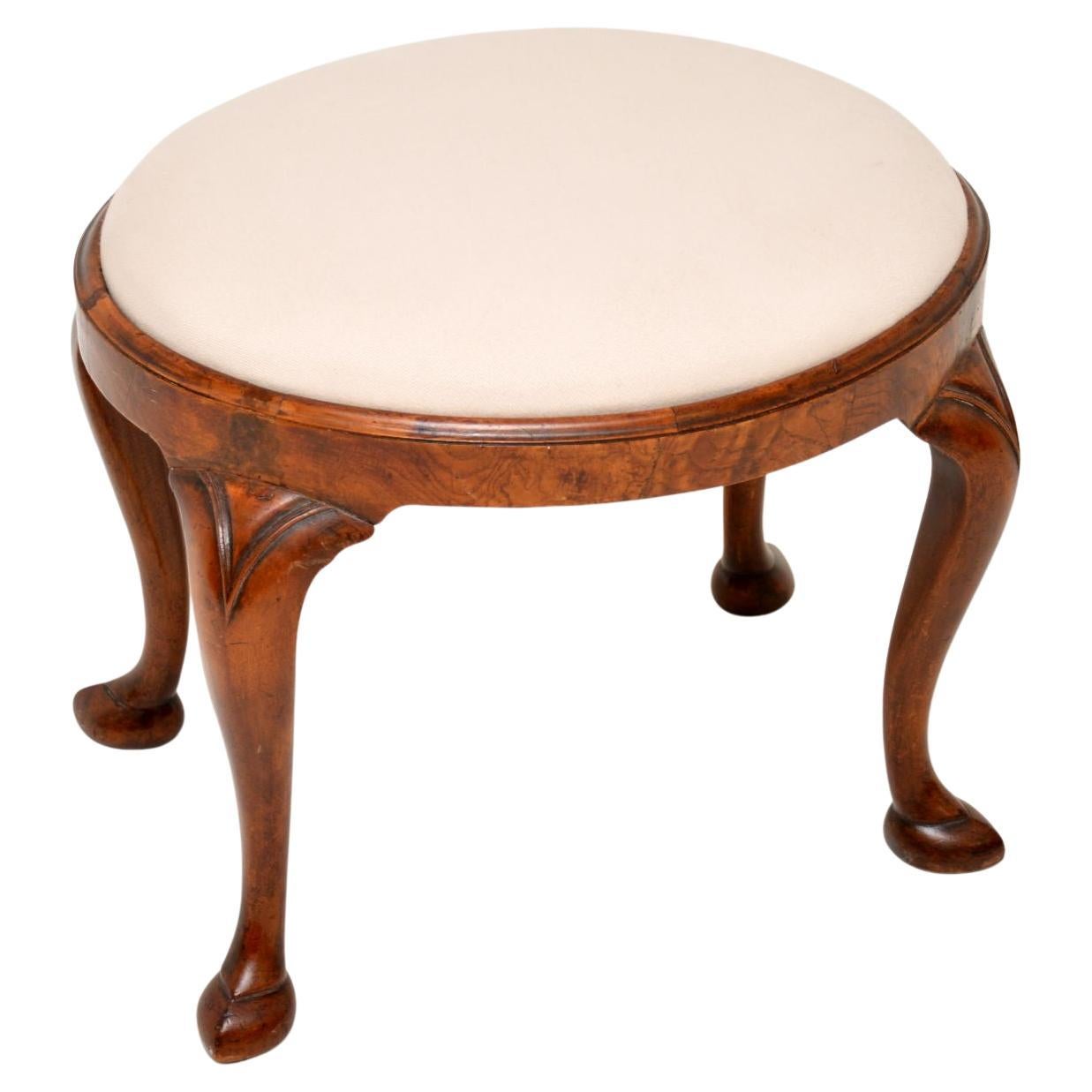 Queen Anne Walnut Stool with Cabriole Legs For Sale at 1stDibs