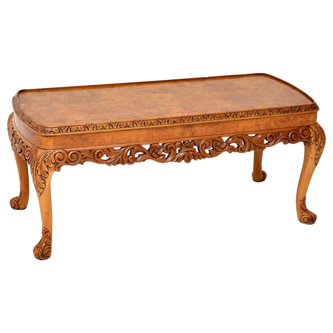 Antique Queen Anne Style Carved Walnut Coffee Table at 1stDibs