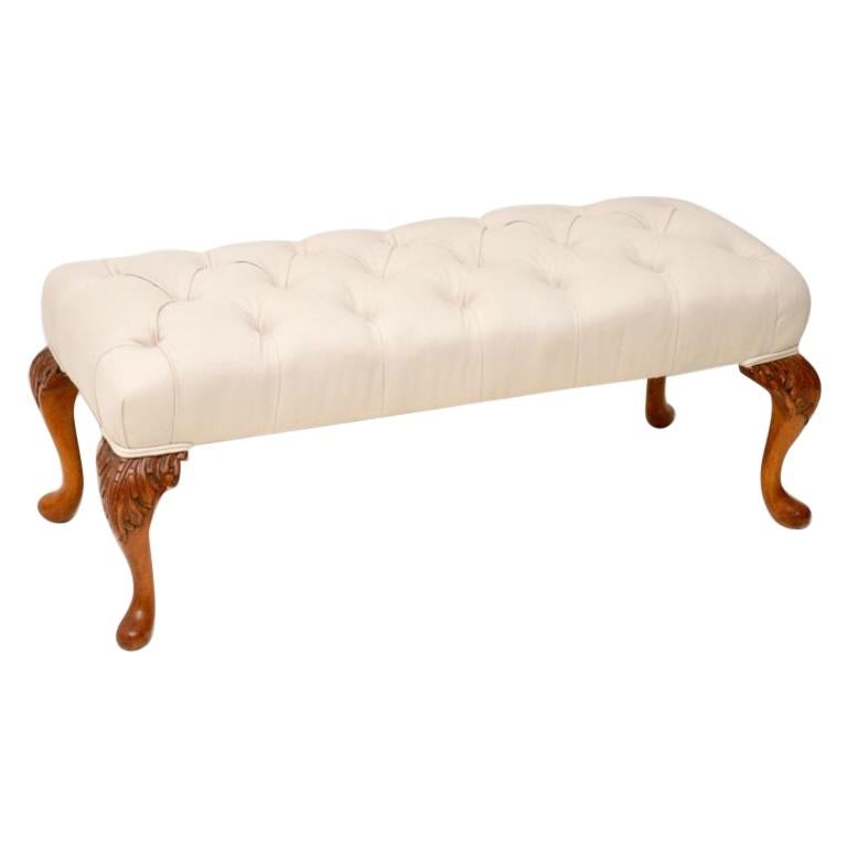 Antique Queen Anne Style Carved Walnut Stool / Bench at 1stDibs