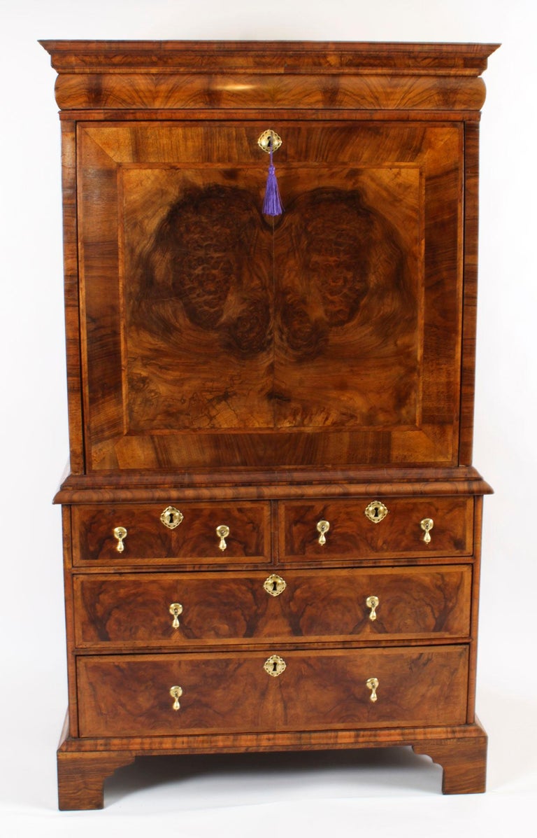 Antique Queen Anne Walnut Secretaire Chest / Escritoire, 18th Century ...