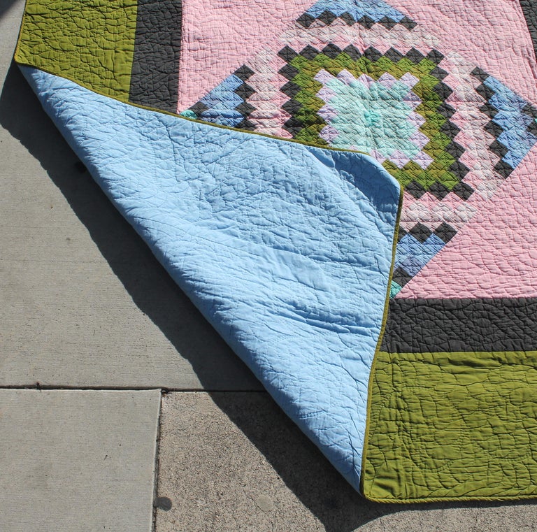 Antique Quilt, Amish Diamond in a Square Quilt For Sale at 1stDibs
