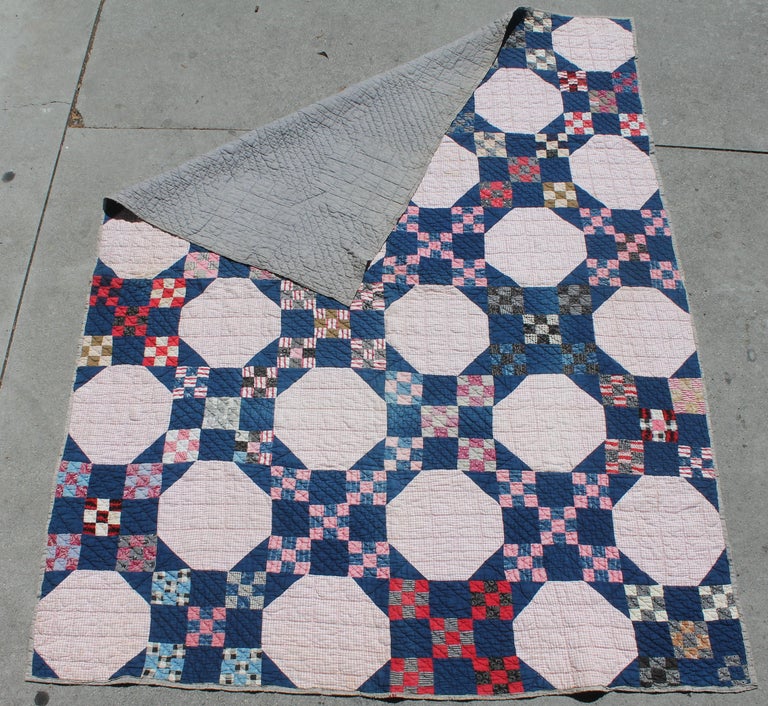 Antique Quilt in Nine Patch Postage Stamp Pattern at 1stDibs