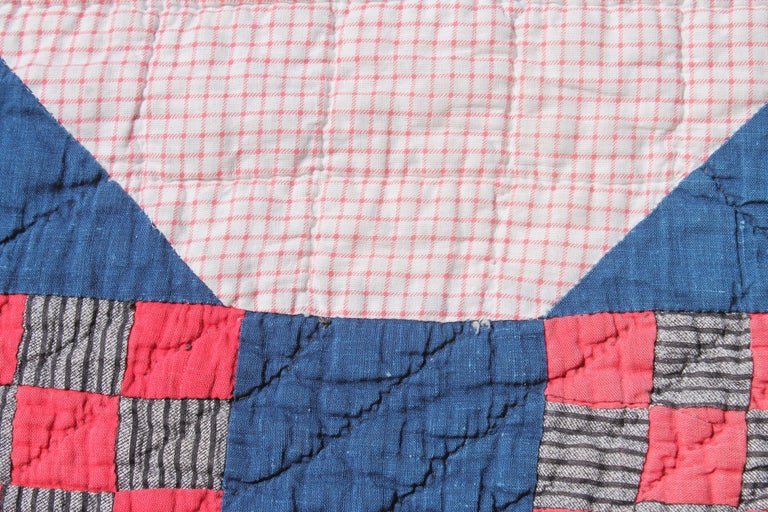 Antique Quilt in Nine Patch Postage Stamp Pattern at 1stDibs