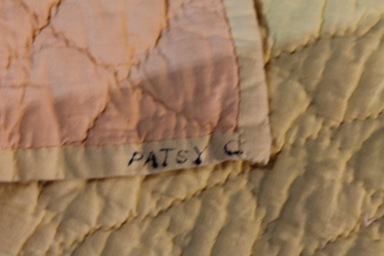 Antique Quilt in Wool with Cotton Calico Backing For Sale at 1stDibs