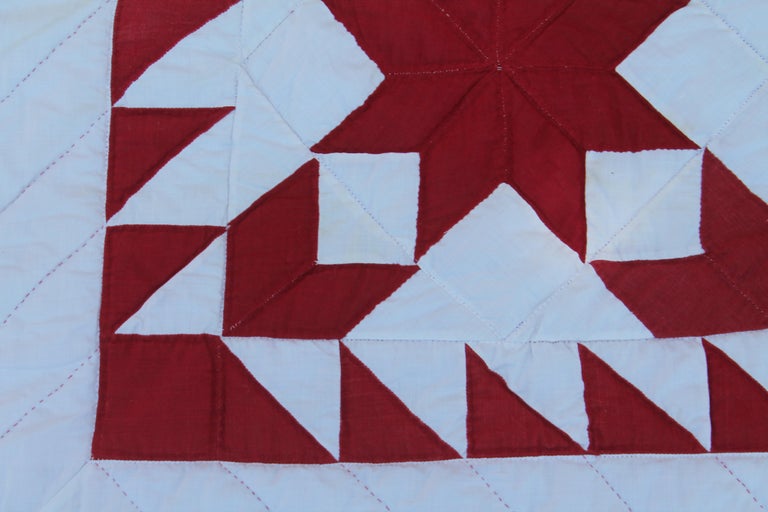 Antique Quilt Red and White Stars at 1stDibs | red and white star quilt
