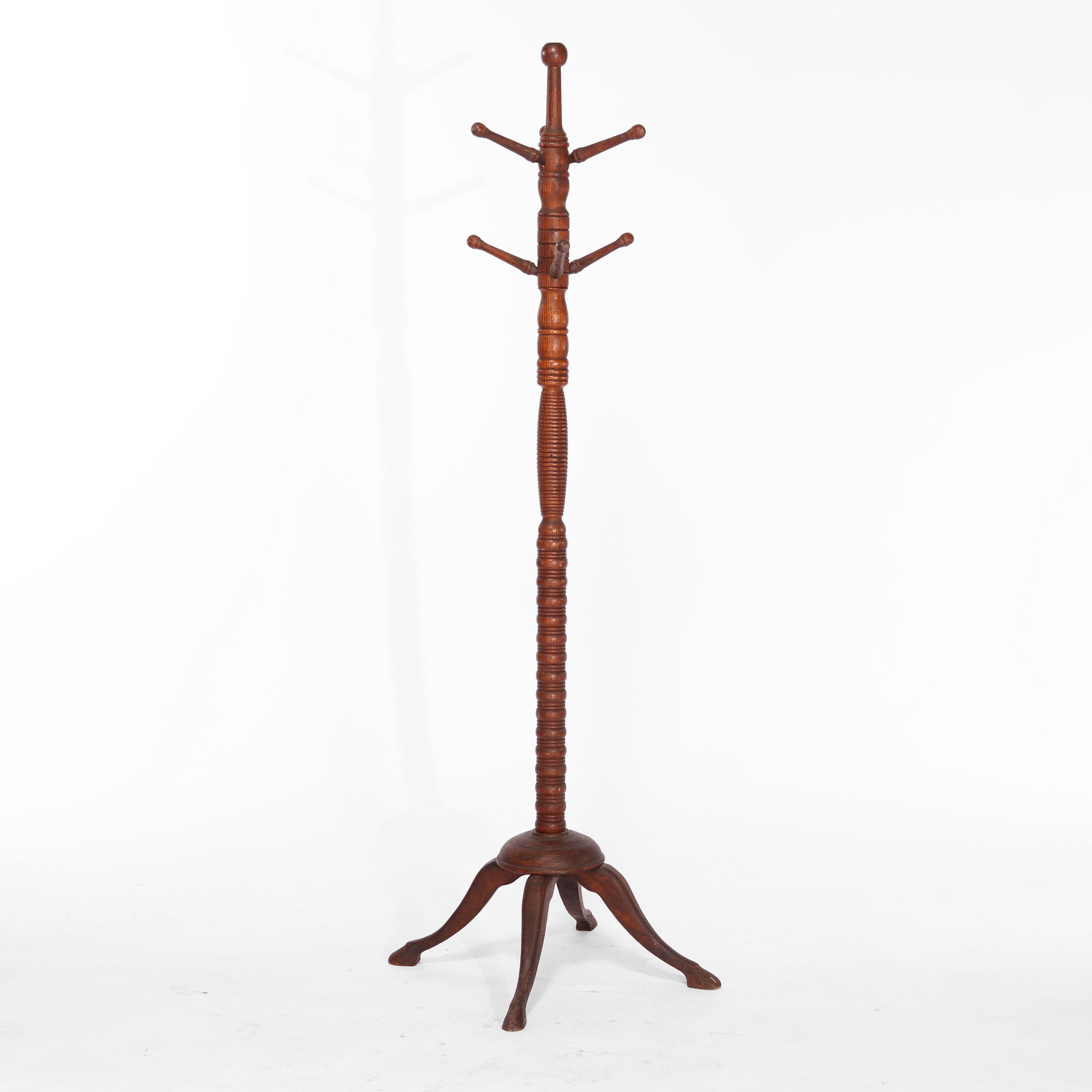 Antique R J Horner School Oak Coat and Hat Hall Tree circa 1920 at 1stDibs