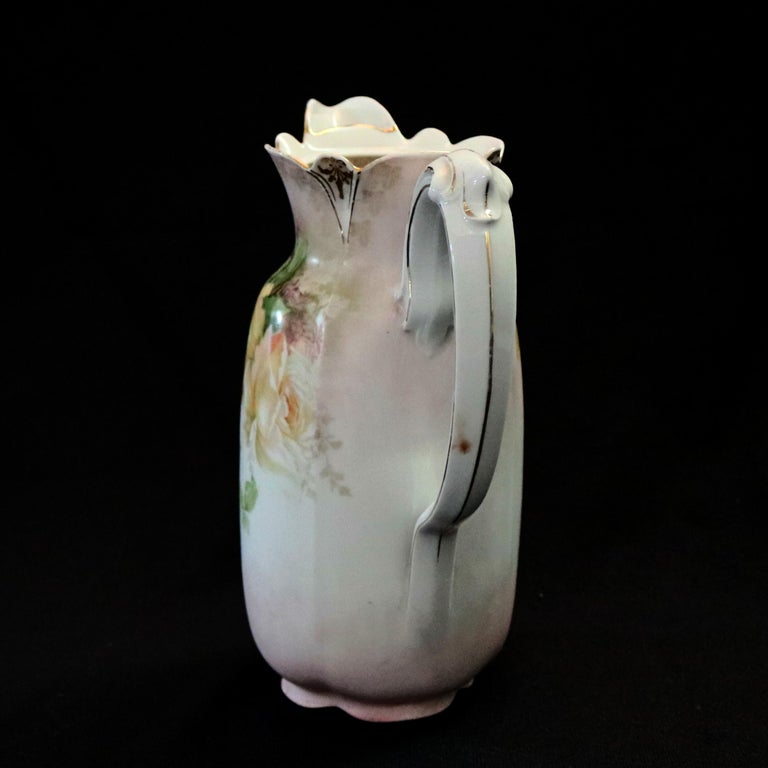 Antique R. S. Prussia Rose Floral Hand Painted Porcelain Lidded Pitcher ...