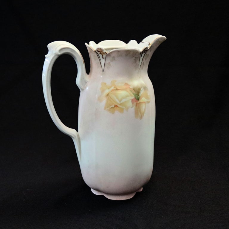 Antique R. S. Prussia Rose Floral Hand Painted Porcelain Lidded Pitcher ...