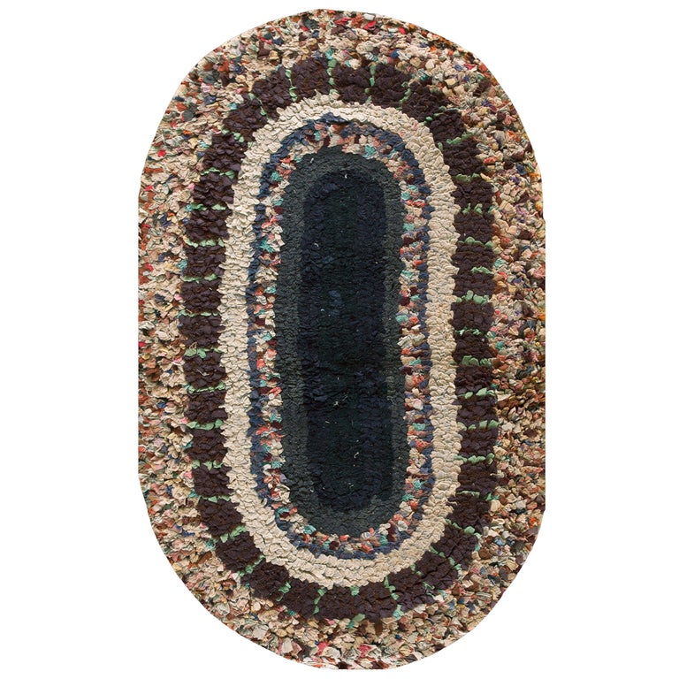 Late 19th Century American Shaker Oval Rag Rug ( 2'8" x 3'6" - 82 x 106 ...