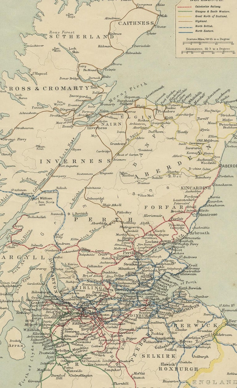 Antique Railway Map of Scotland, 1907 at 1stDibs