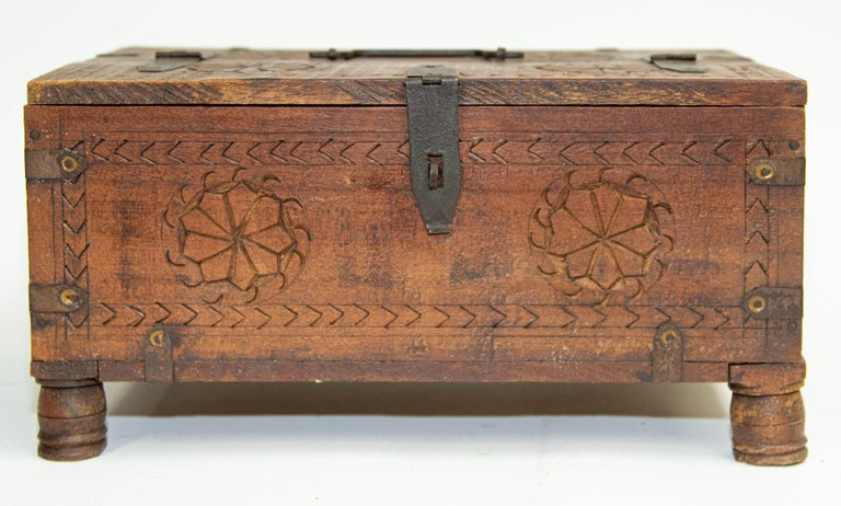 Antique Rajasthani Footed Chest Box India 1900's For Sale at 1stDibs